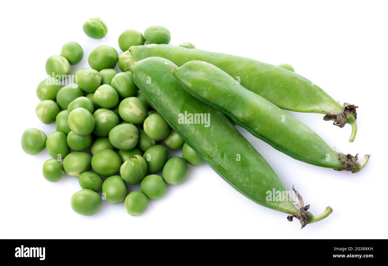 Fresh garden peas, isolated on white Stock Photo - Alamy