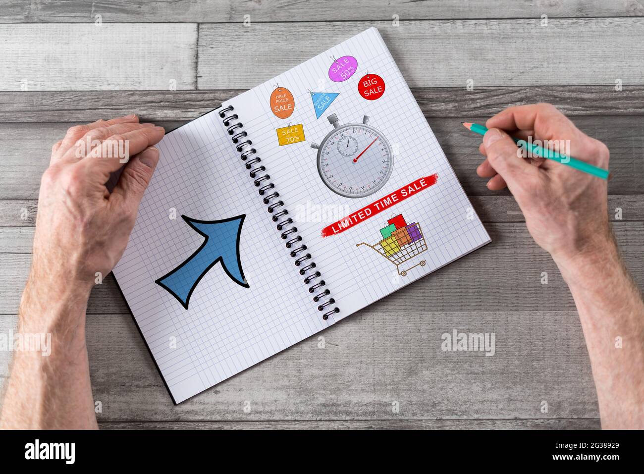 Limited time sale concept drawn on a notepad Stock Photo - Alamy