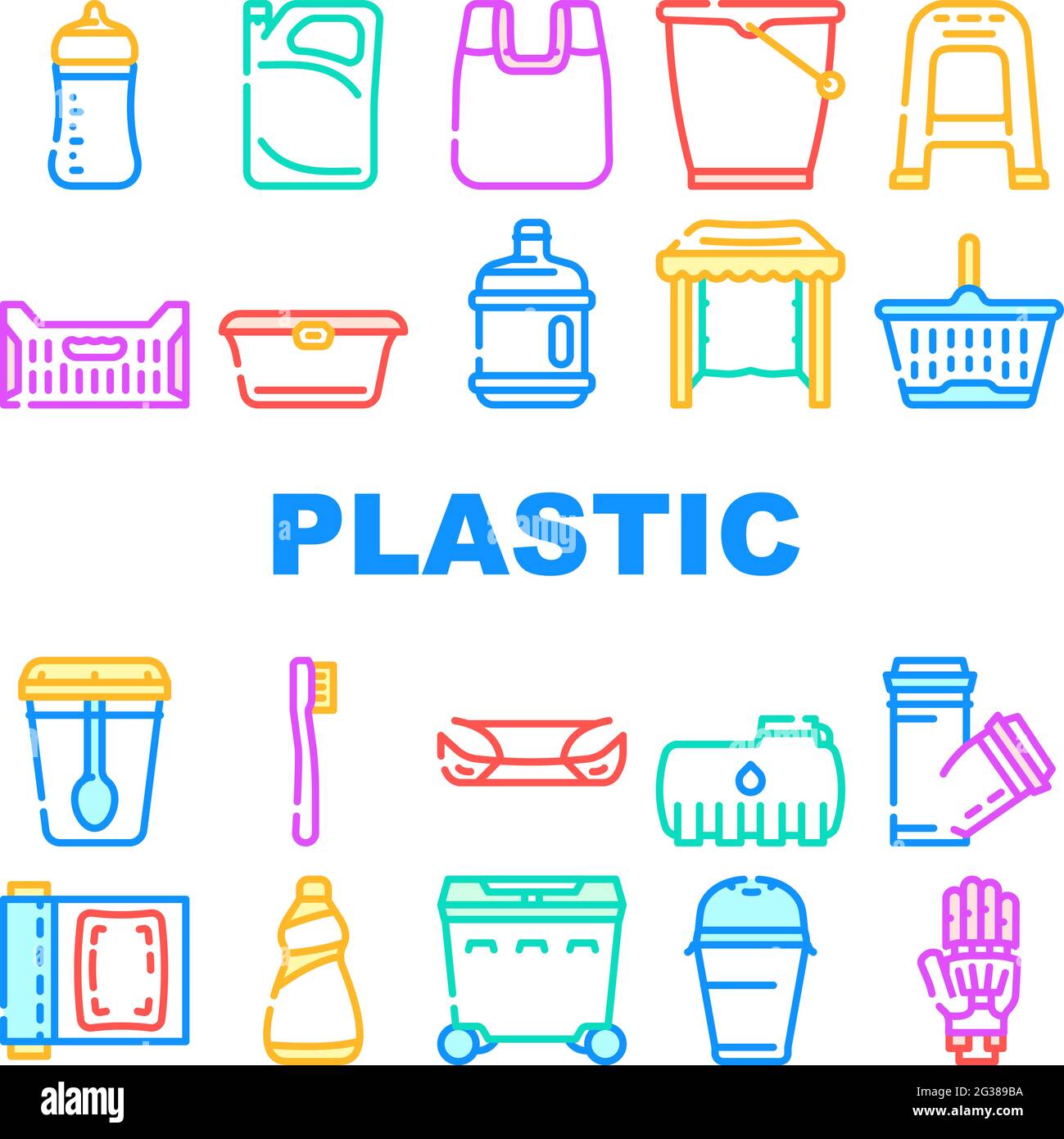 Plastic Accessories Collection Icons Set Vector Stock Vector Image ...