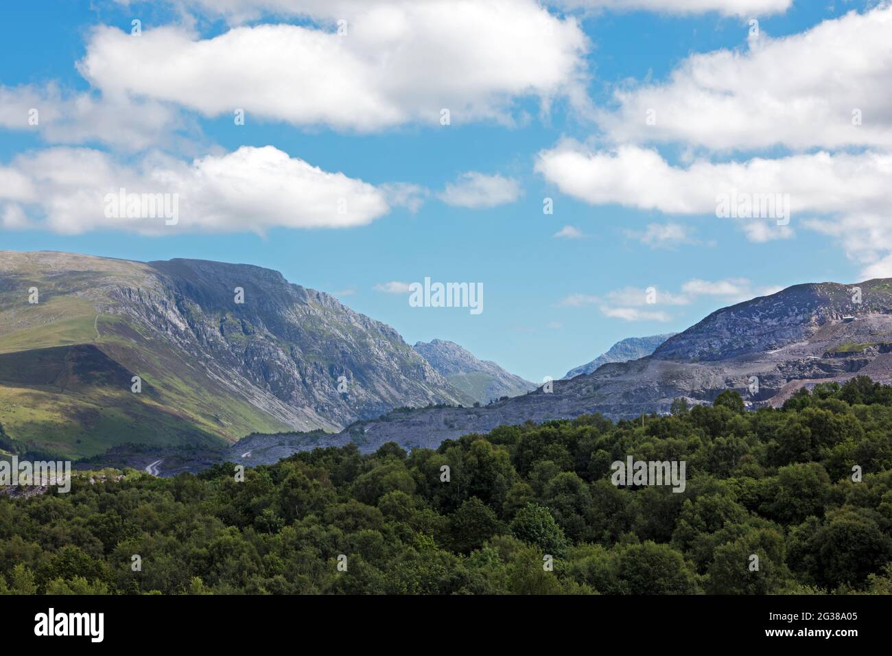 Shown here is the edge of the Carneddau mountains and the valley of ...