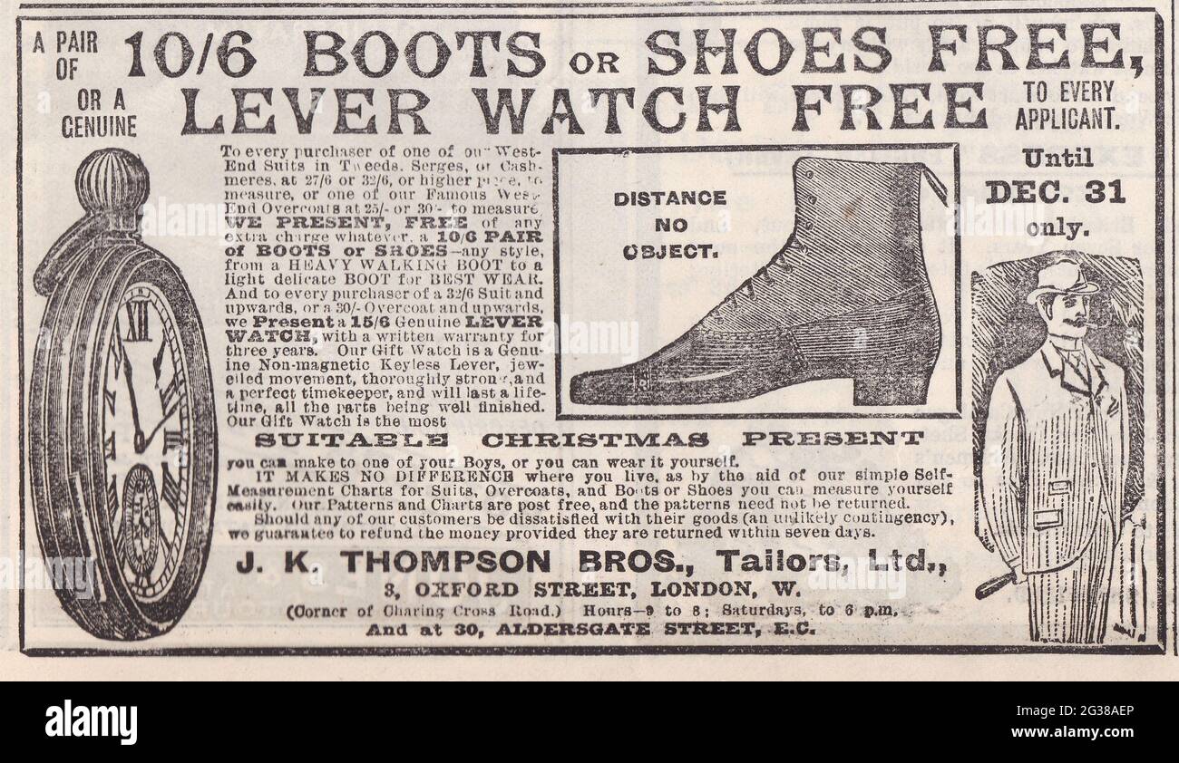 Vintage 1900 newspaper advert for J. K. Thompson Bros, Tailors Ltd ...