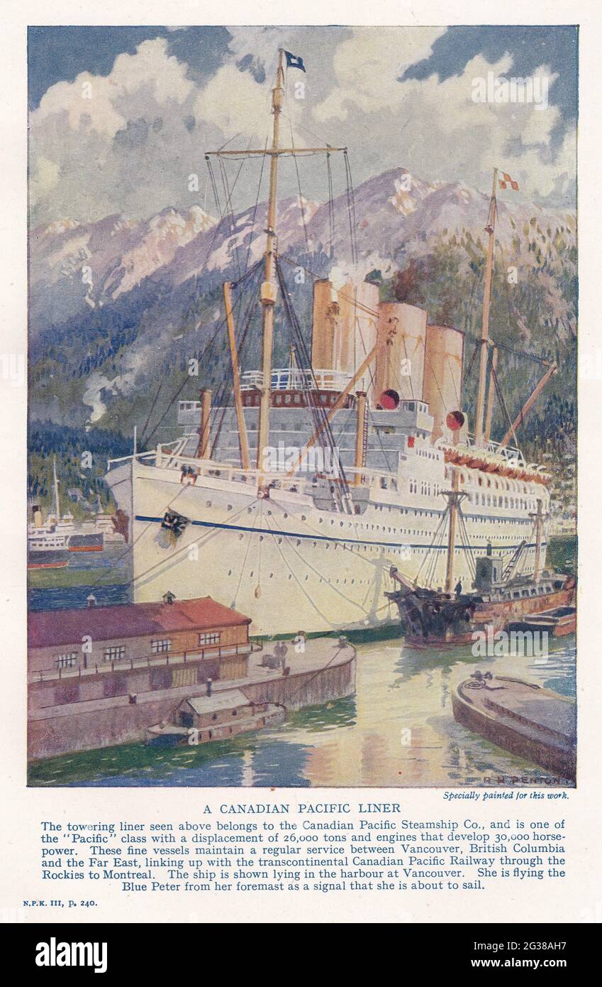 Vintage illustration of A Canadian Pacific Liner Stock Photo - Alamy