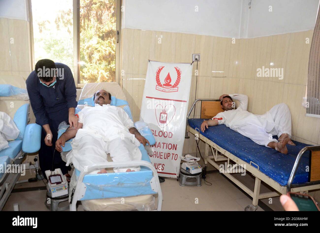 People donate their blood for patients on the occasion of World Blood ...