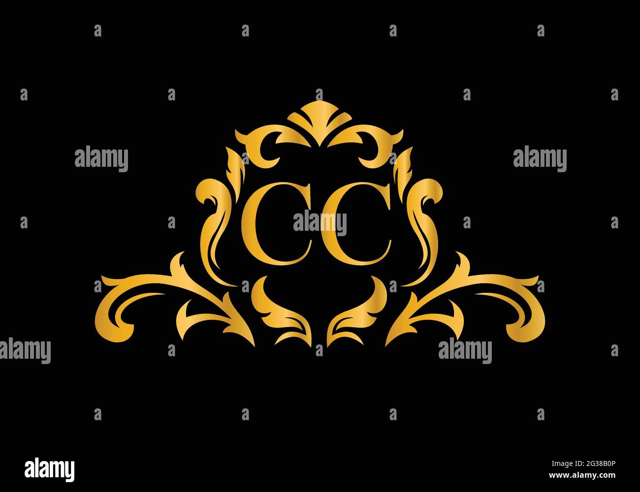 Luxury Alphabet letters CC. Golden Floral alphabet . Monogram initials ...