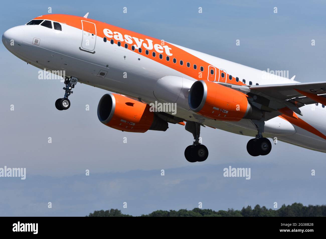 An easyJet passenger aeroplane taking off from Bristol Airport, England ...
