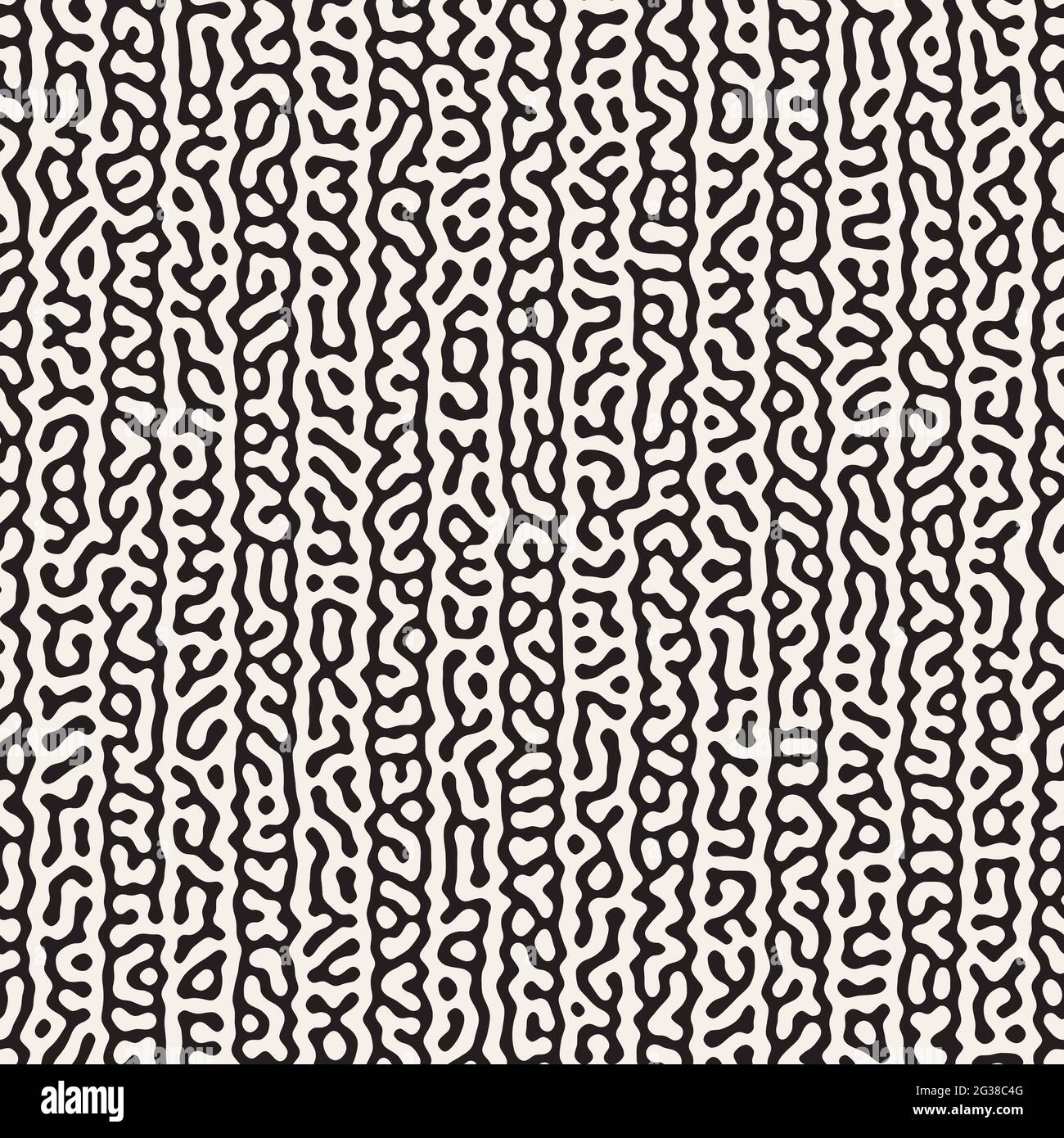 Vector Seamless Trendy Pattern Monochrome Organic Shapes Texture Abstract Rounded Messy Lines