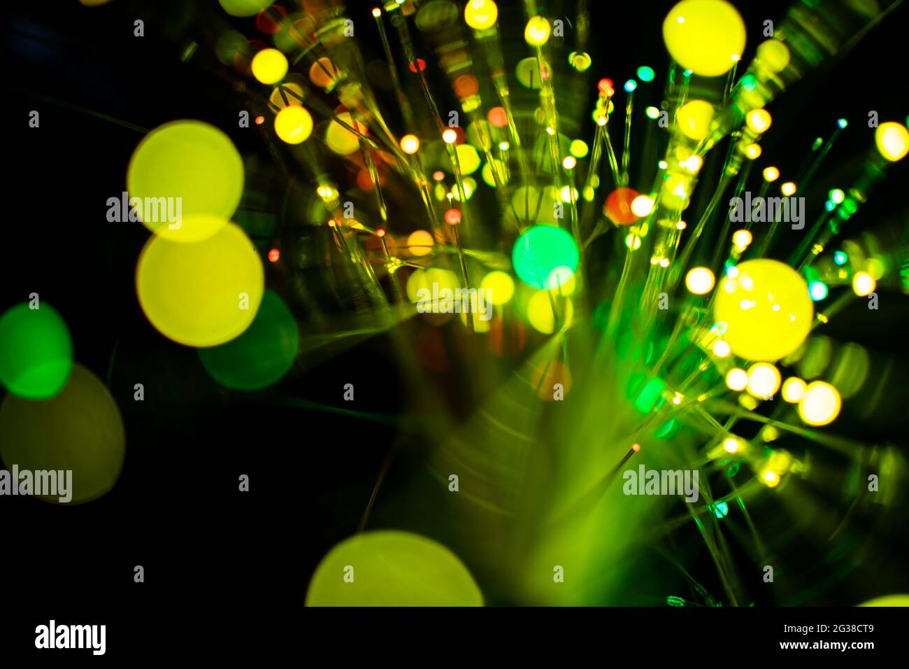 Colorful bokeh light celebrate at night, defocus light abstract yello ...