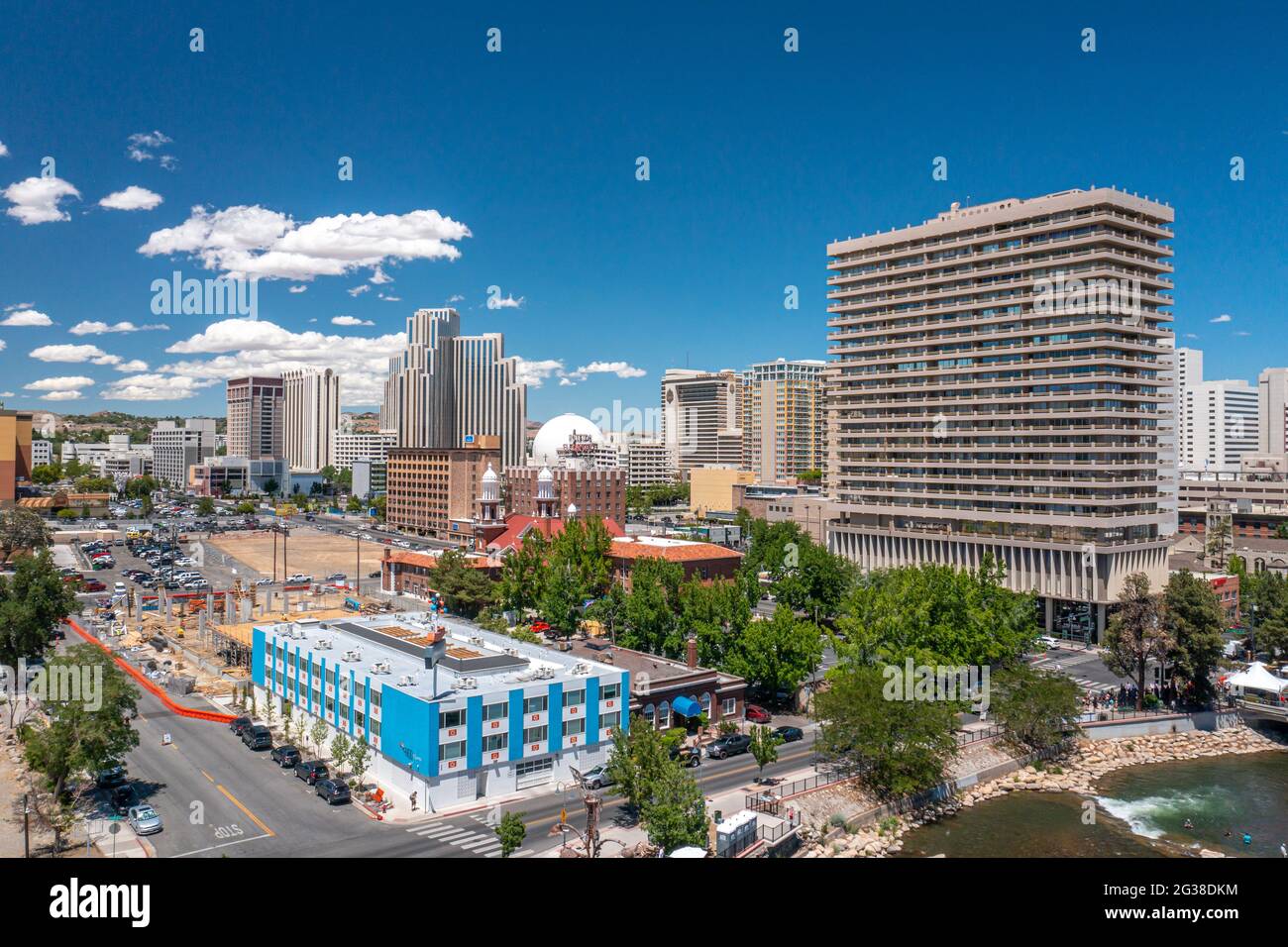 RENO, NEVADA, UNITED STATES - Jun 12, 2021: An aerial drone of the ...