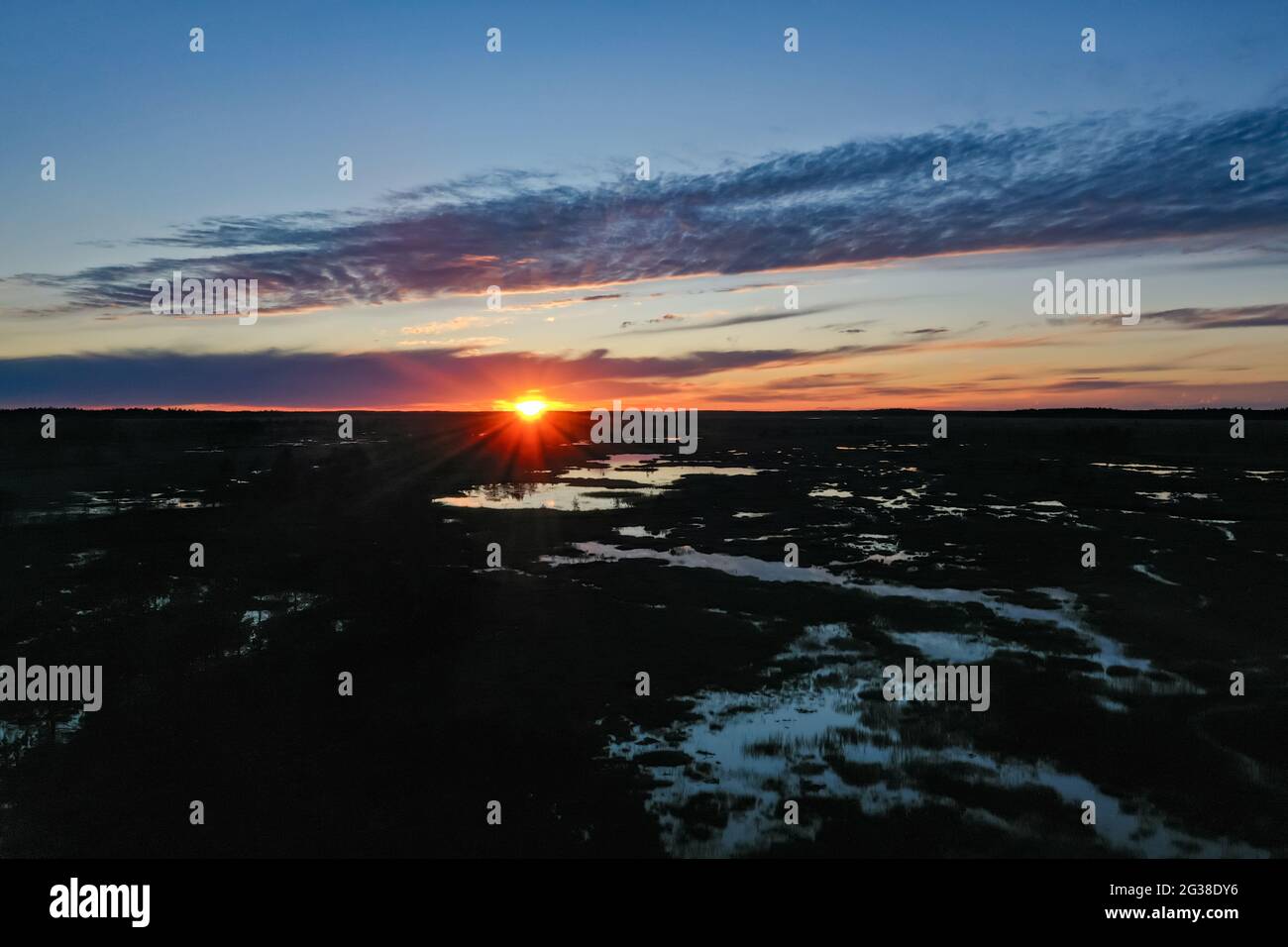 Arctic swamp summer sunset 01 Stock Photo - Alamy