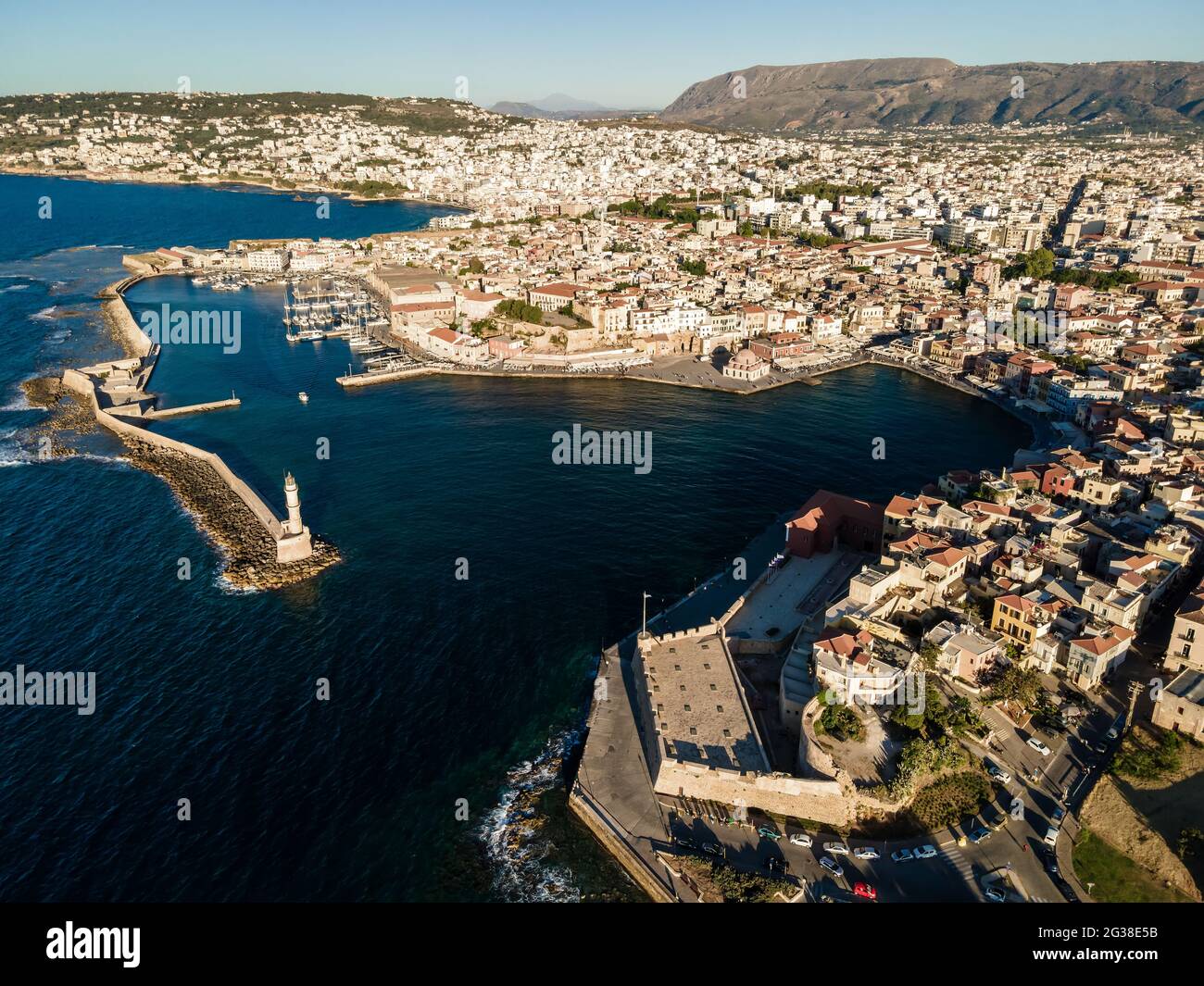 Aerial top view by drone of Chania city, Crete island, Greece Stock ...