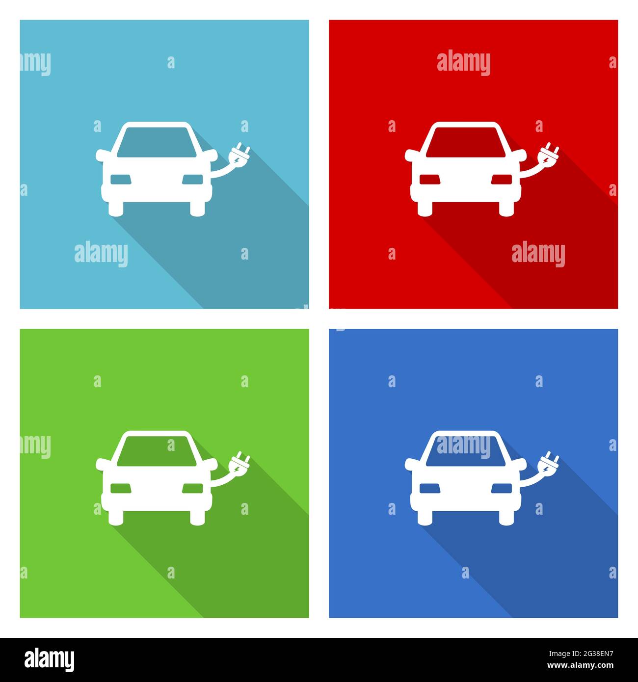 Electric car, power vector illustration, set of simple editable icons ...