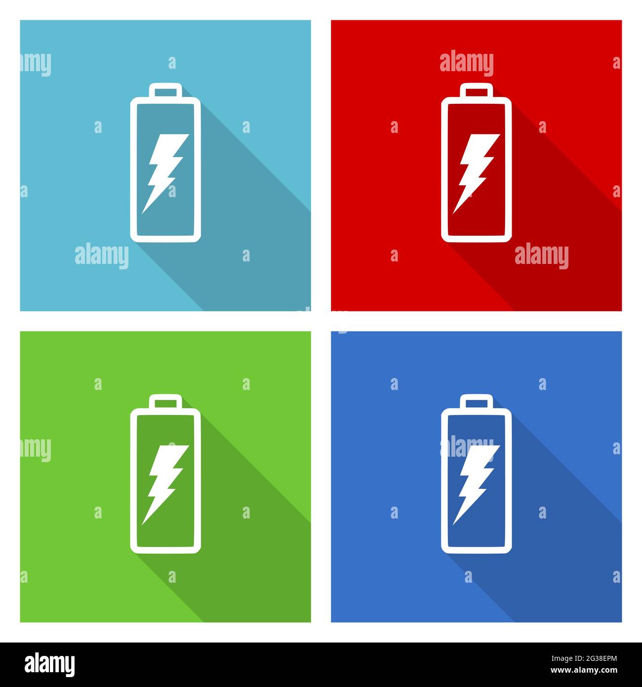 Battery vector illustration, set of simple editable icons in 4 color ...