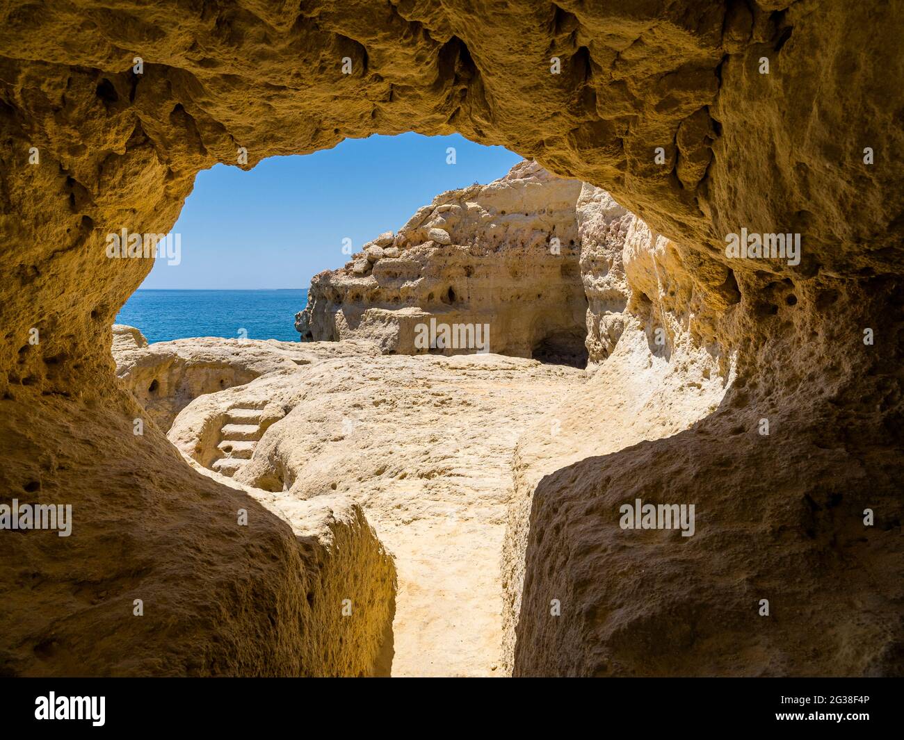 View of the limestone caves in Carvoeiro, Portugal Stock Photo - Alamy
