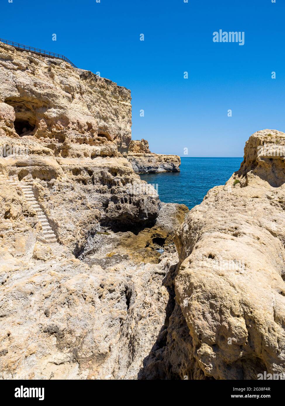 View of the limestone caves in Carvoeiro, Portugal Stock Photo - Alamy