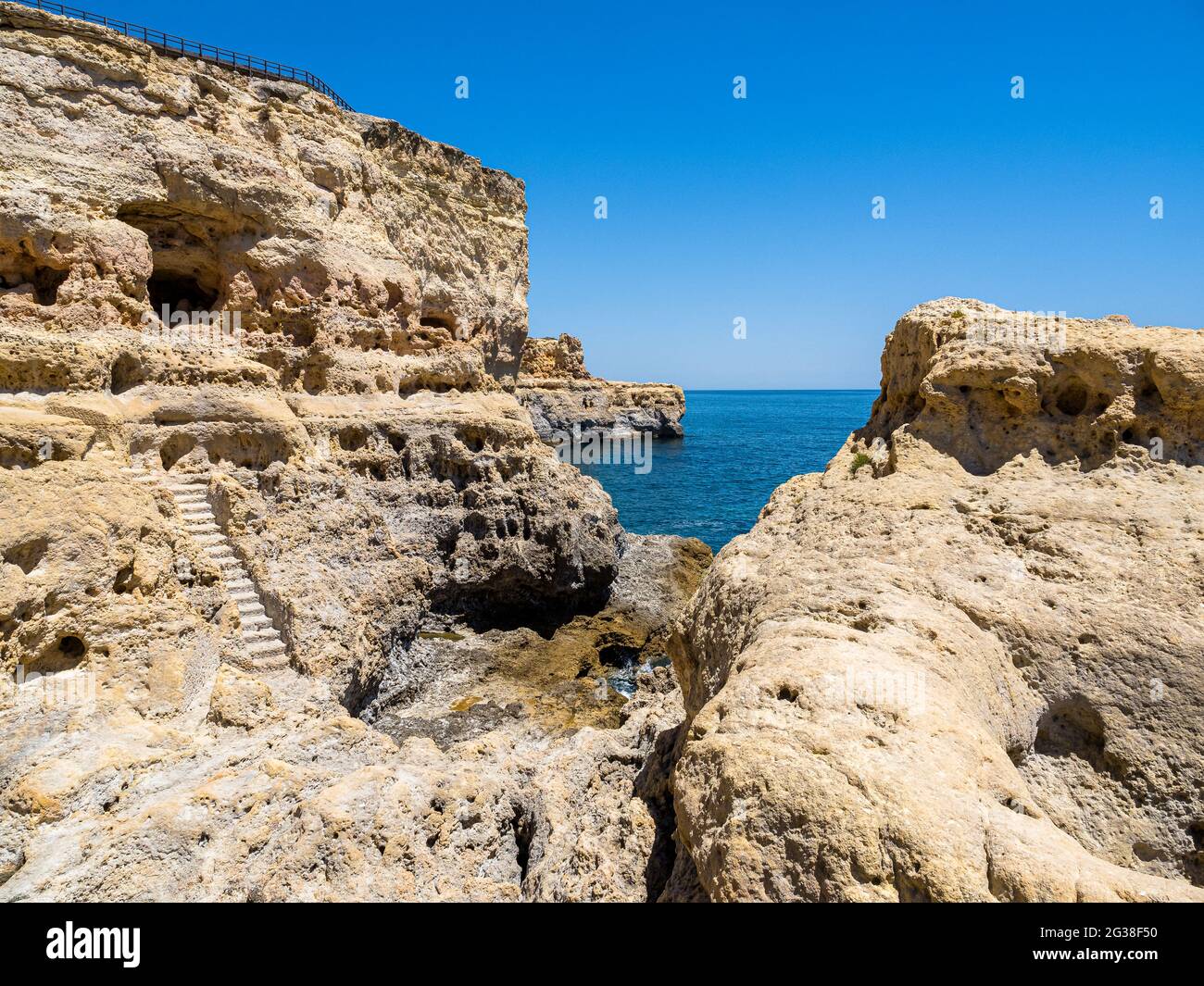 View of the limestone caves in Carvoeiro, Portugal Stock Photo - Alamy