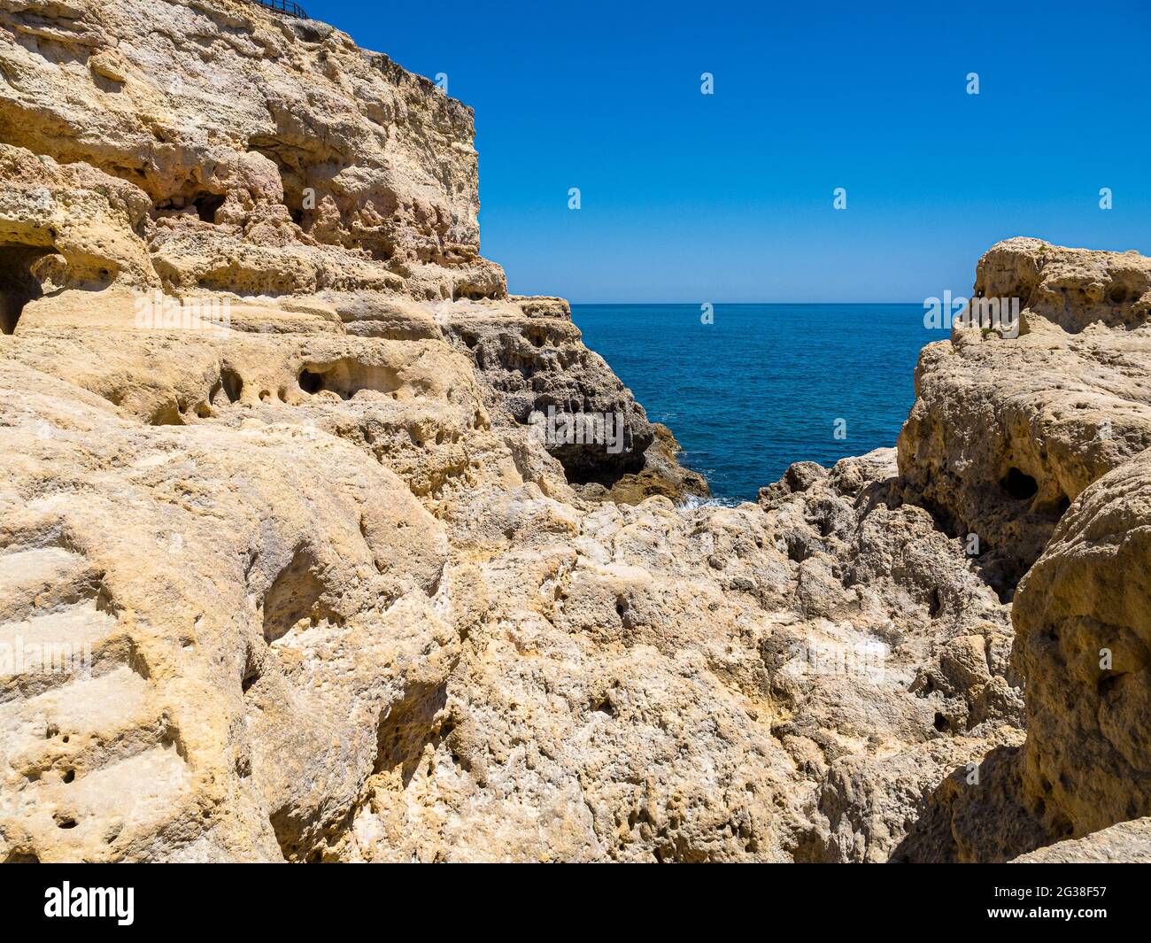View of the limestone caves in Carvoeiro, Portugal Stock Photo - Alamy