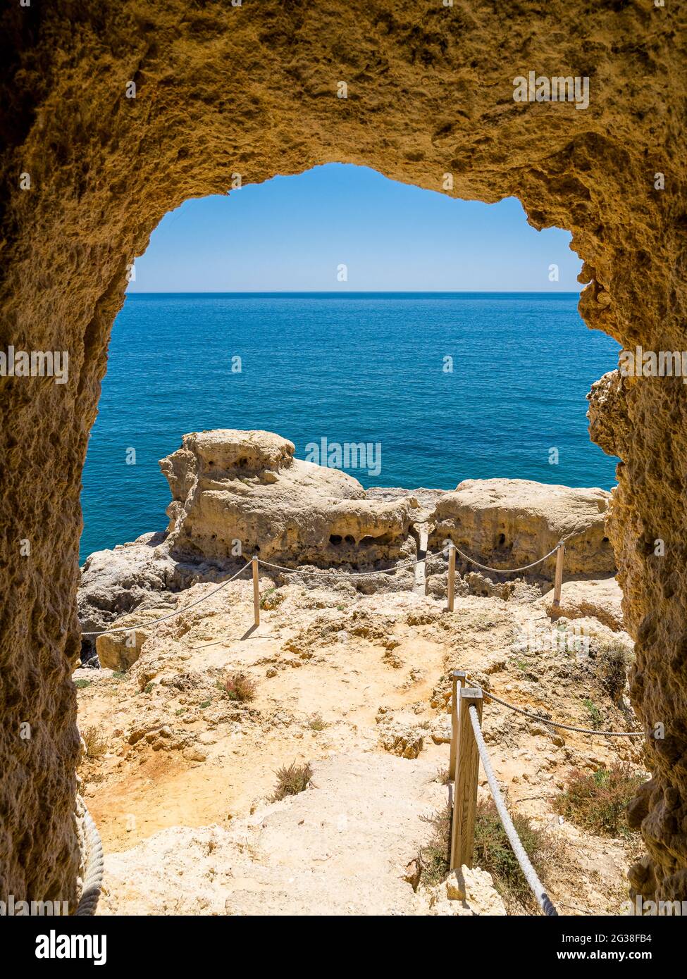 View of the limestone caves in Carvoeiro, Portugal Stock Photo - Alamy