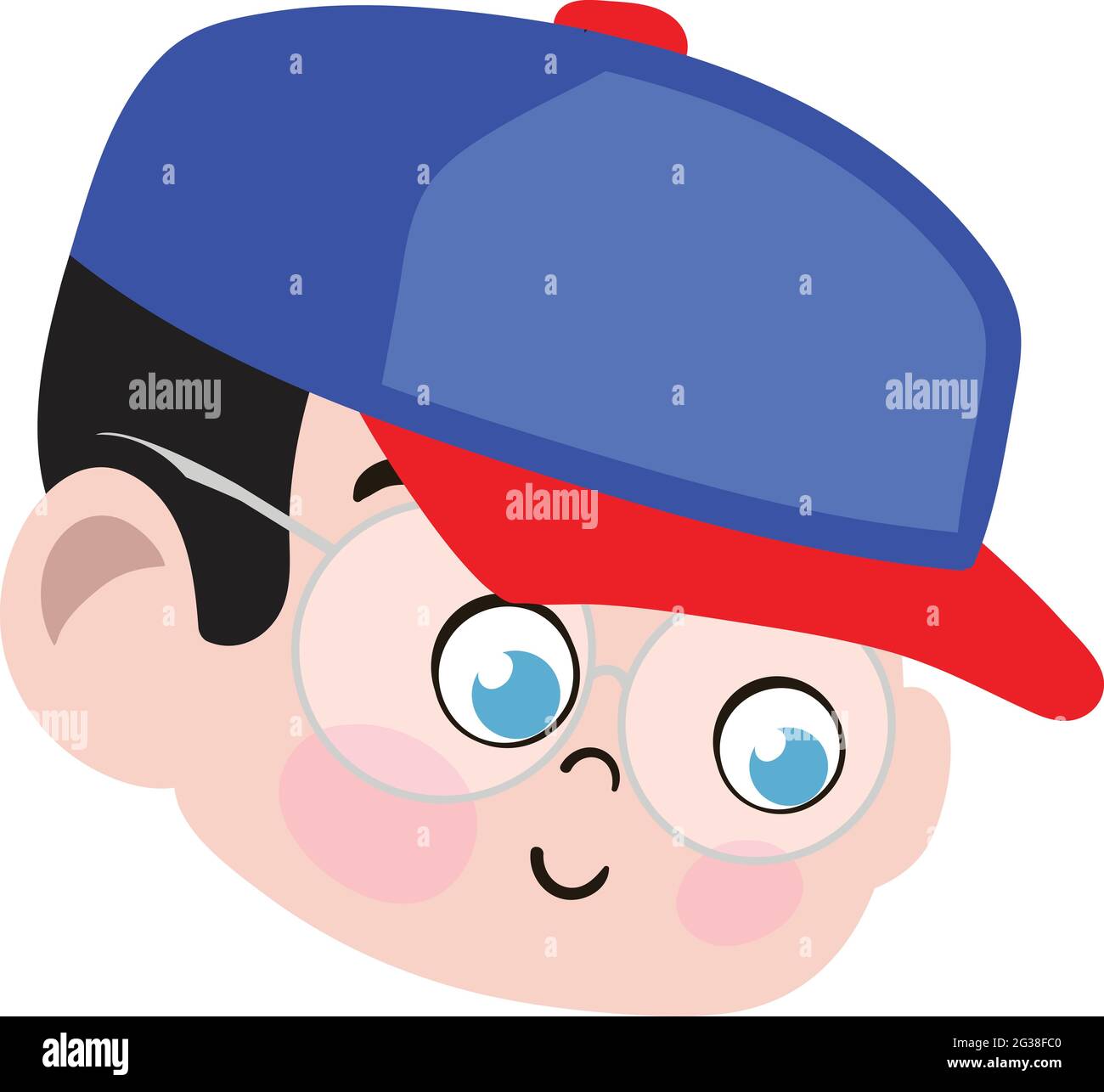 Cute Boy Child Face. Smart and Adorable Boy Child with Blue Trucker Hat ...