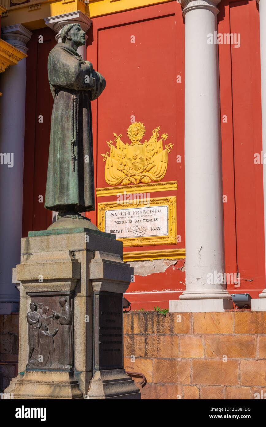 Statue of St. Francisco in front Church and Cathedral Basílica Menor y ...