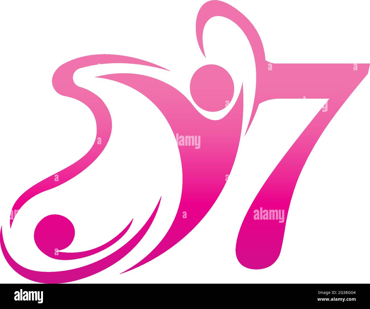 Number 7 butterfly and success human icon logo design illustration ...