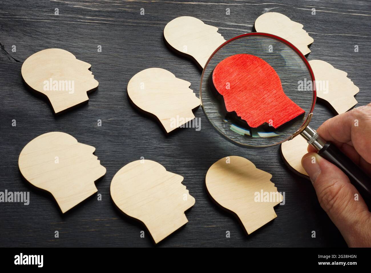 Talent acquisition and Recruitment concept. Hand with magnifying glass ...