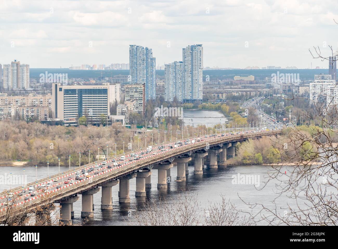 Kiev, Ukraine - April 27, 2021: Landscape view of city with houses in ...