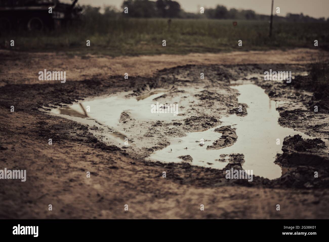 A dark and moody mud puddle Stock Photo - Alamy