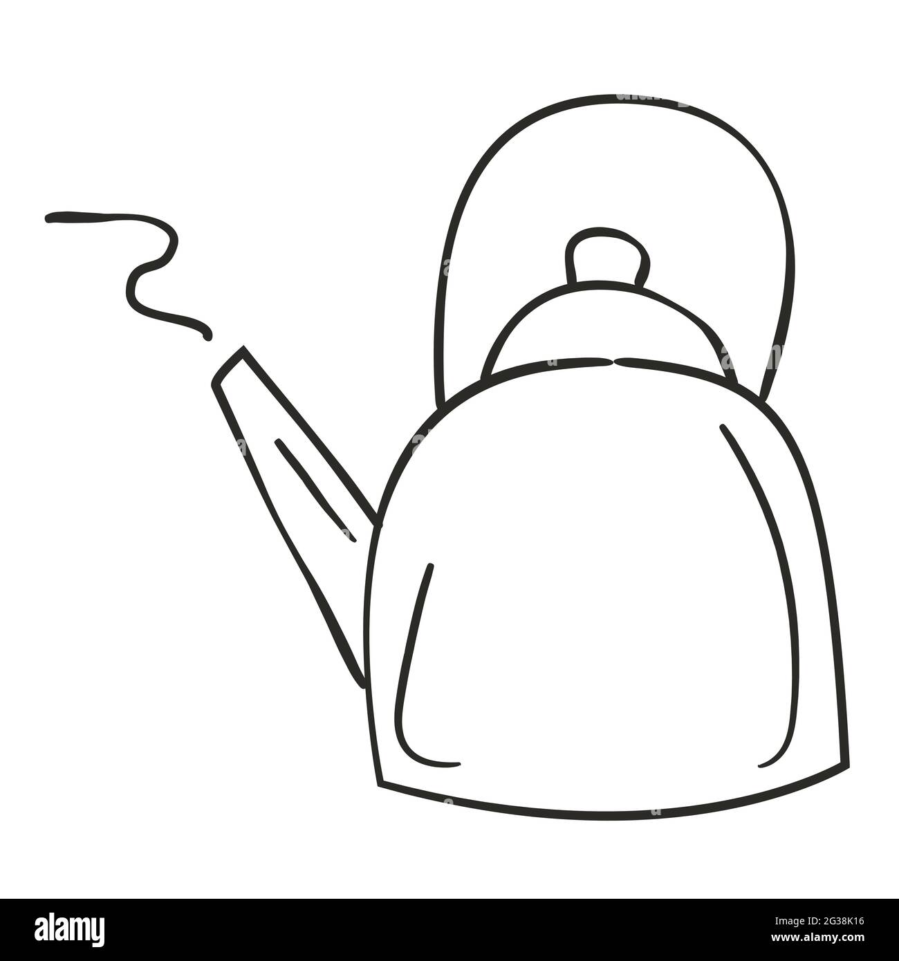 Kettle doodle outline hand drawn icon. Vector illustration Stock Vector ...