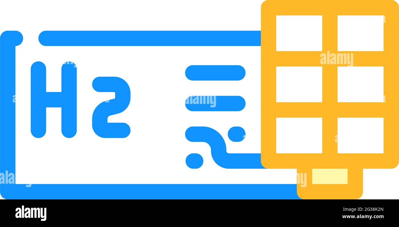 production hydrogen with solar panels color icon vector illustration ...
