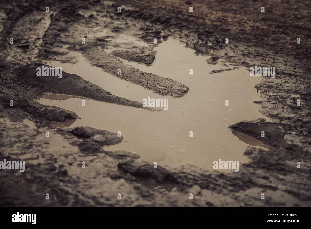 A dark and moody mud puddle Stock Photo - Alamy