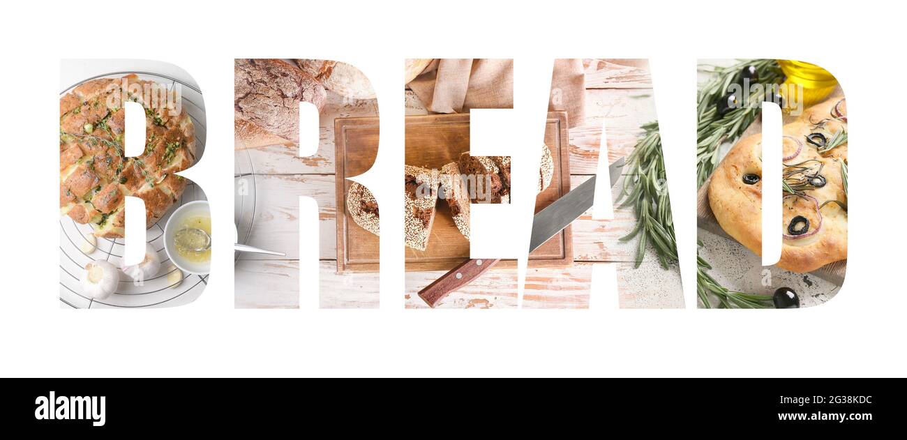 Word BREAD on white background Stock Photo - Alamy