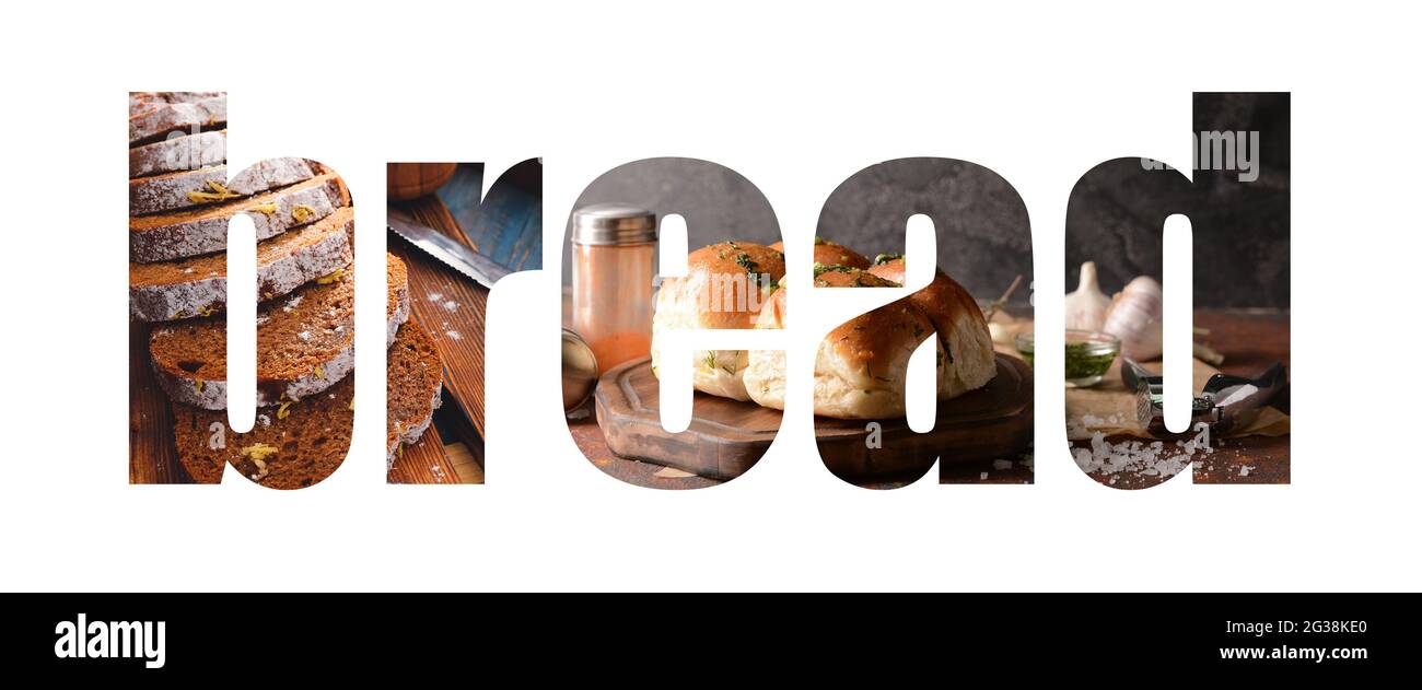 Word BREAD on white background Stock Photo - Alamy