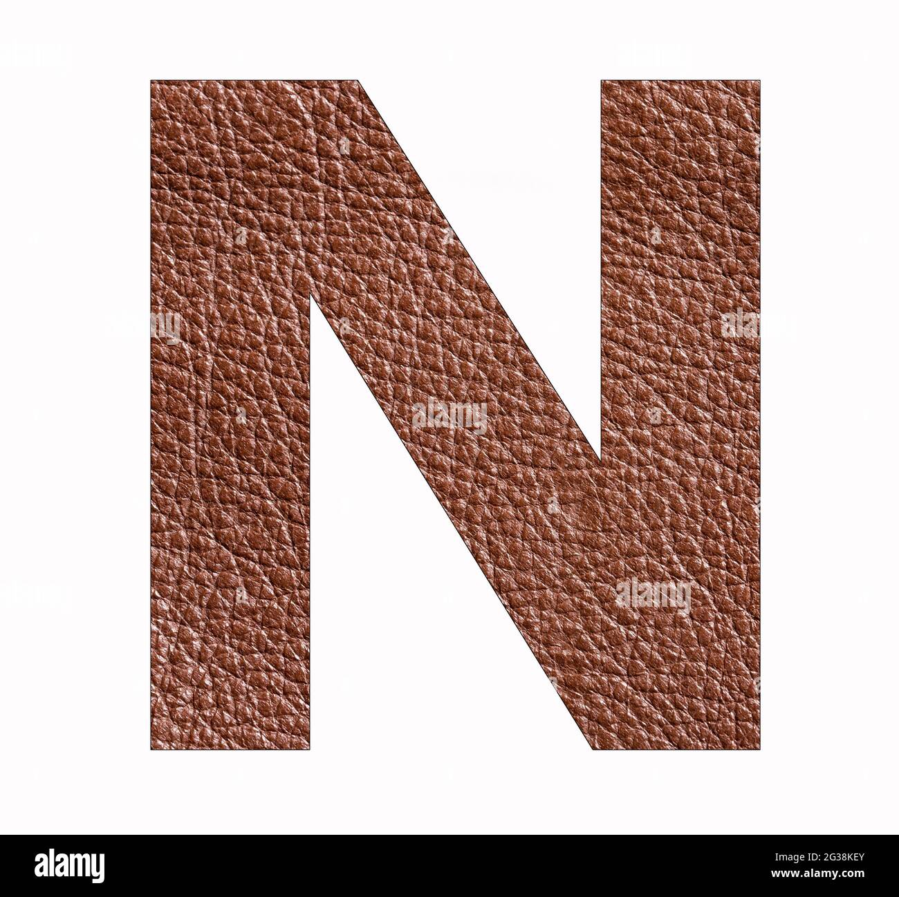 N uppercase alphabet letter - Brown leather texture background Stock ...
