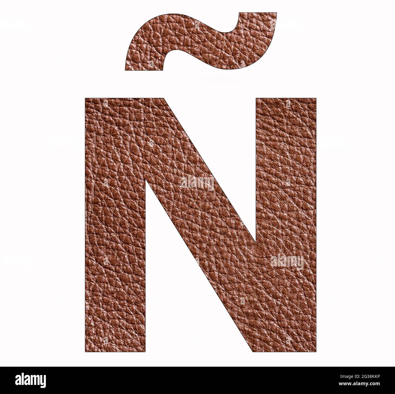 Alphabet letter Ñ - Brown leather texture background Stock Photo - Alamy