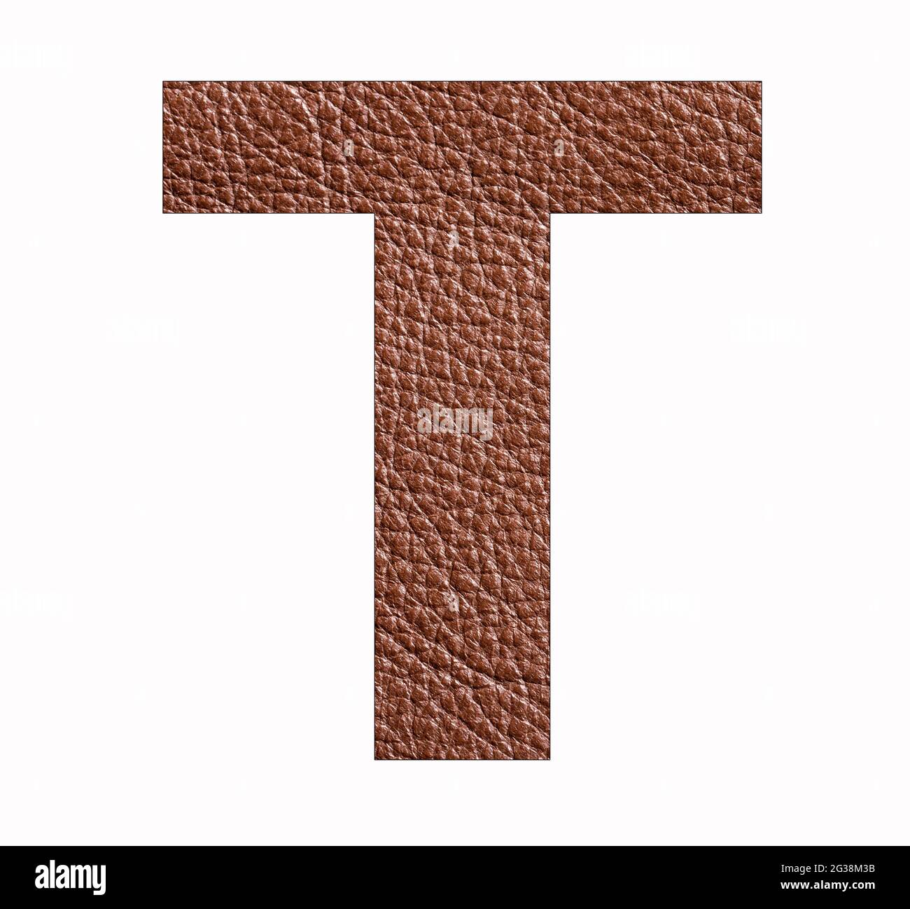 Alphabet letter T - Brown leather texture background Stock Photo - Alamy