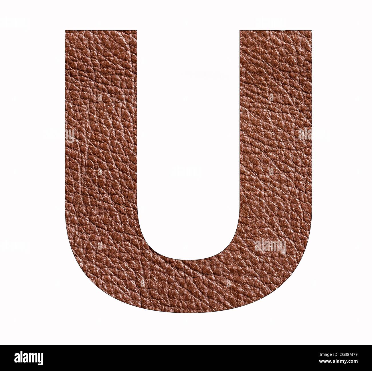 U uppercase alphabet letter - Brown leather texture background Stock ...