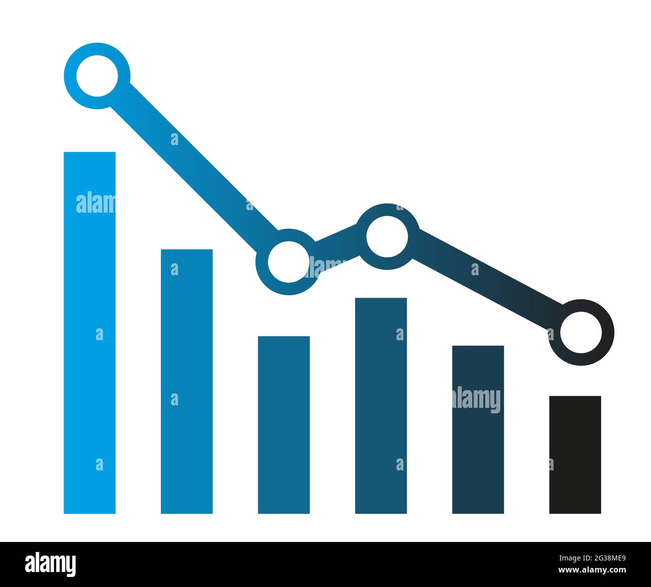 Graph with decrease report. Diagram with recession and bankruptcy progress. Business and finance ...