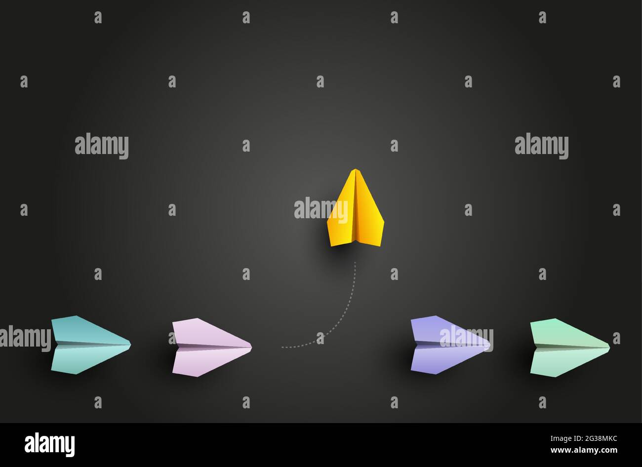 Individuality concept. Individual and unique leader yellow paper plane ...
