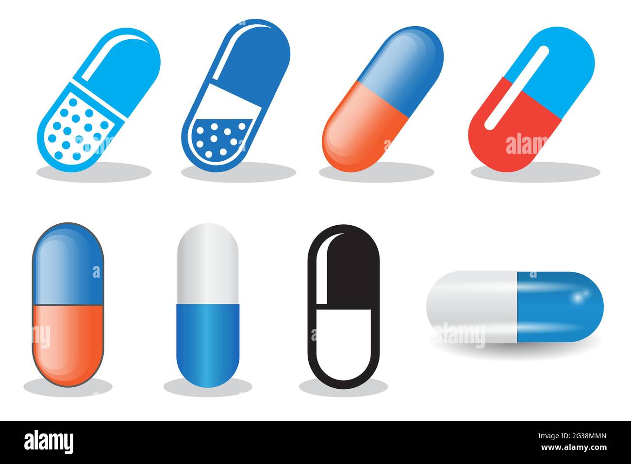 Collection of simple icon of medicine capsule pills. Medic vector ...