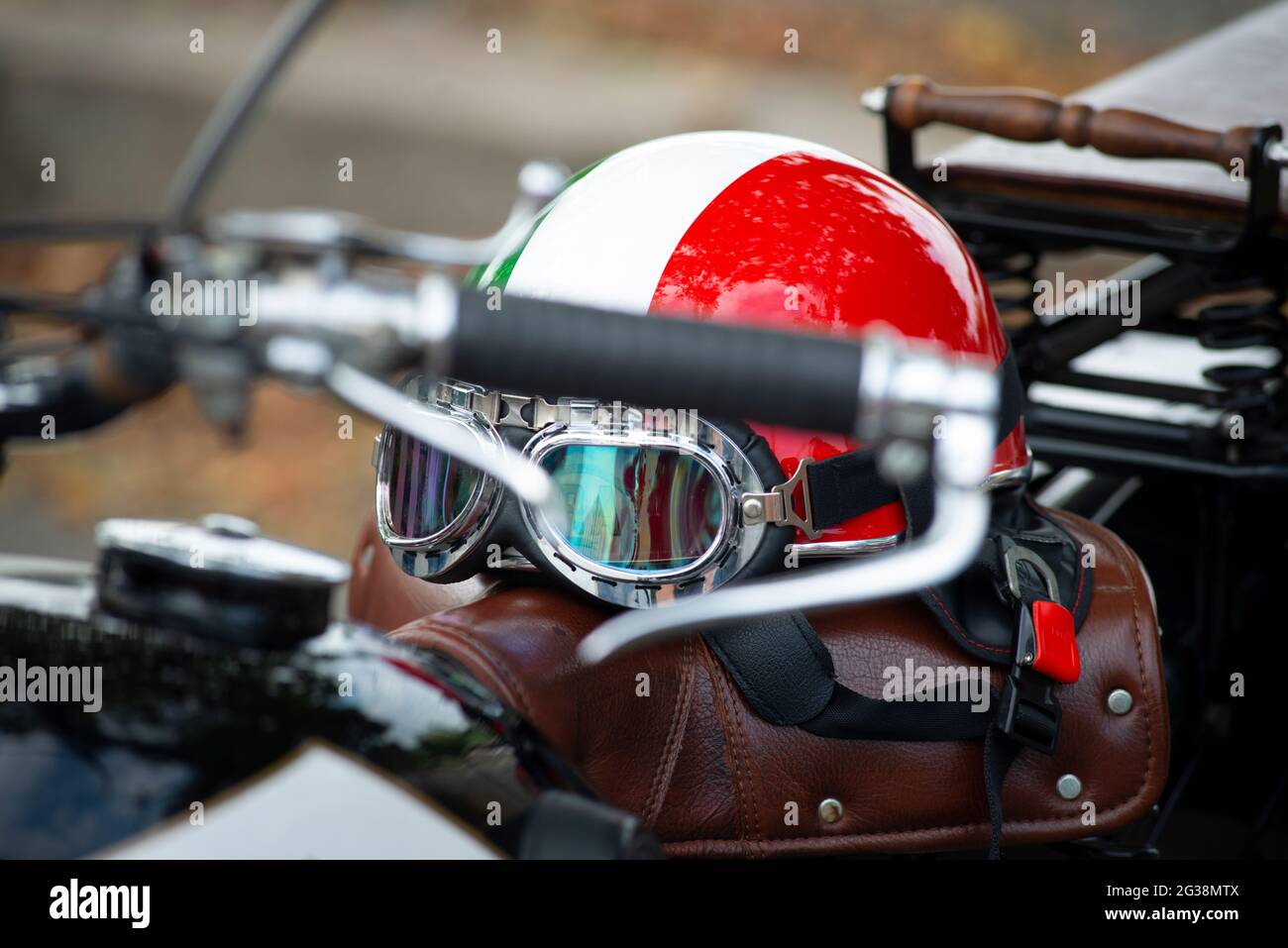 Italy, Lombardy, Meeting of Vintage Motorcycle, Helmet with the Italian ...