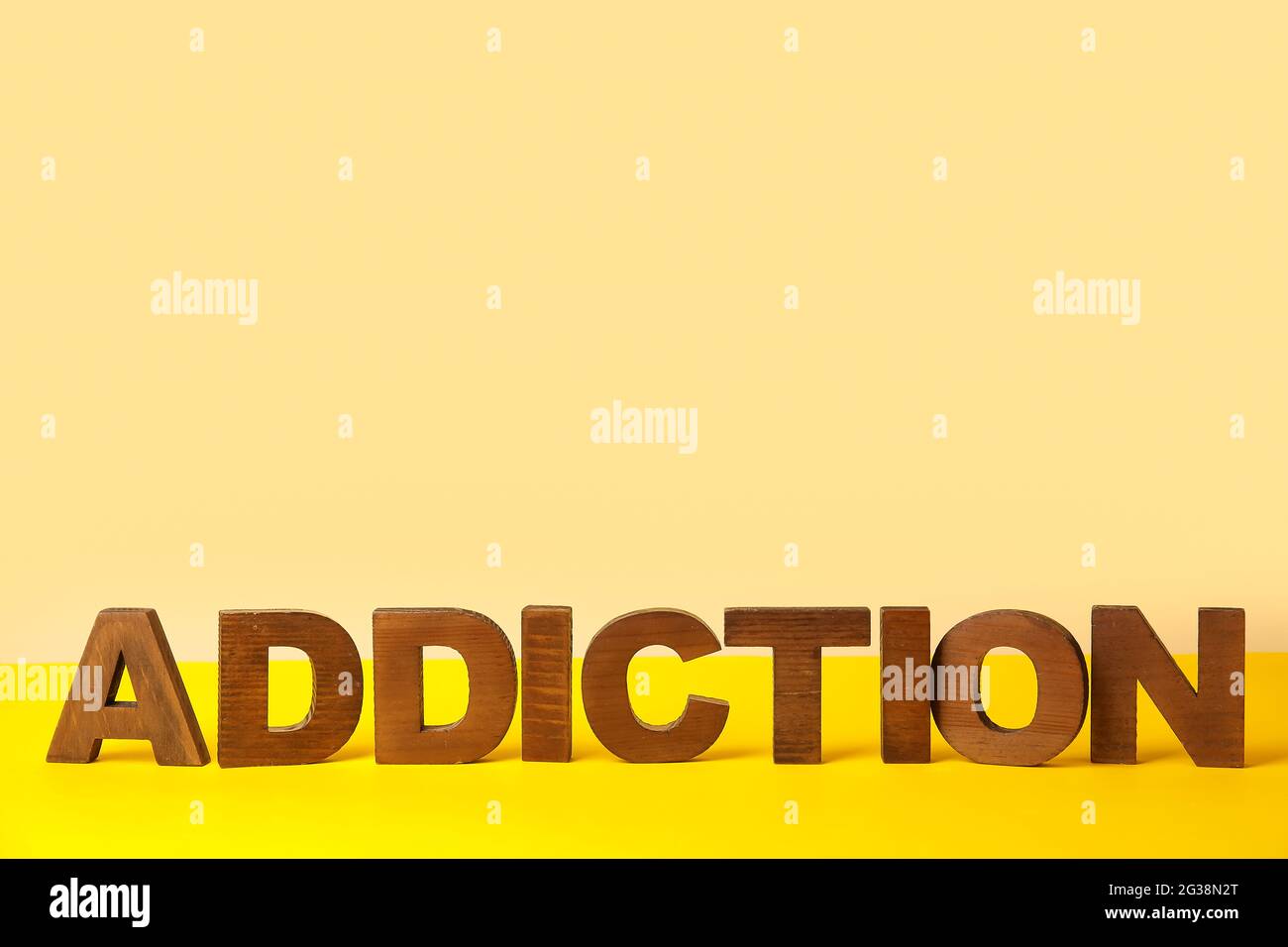 Word ADDICTION on color background Stock Photo - Alamy