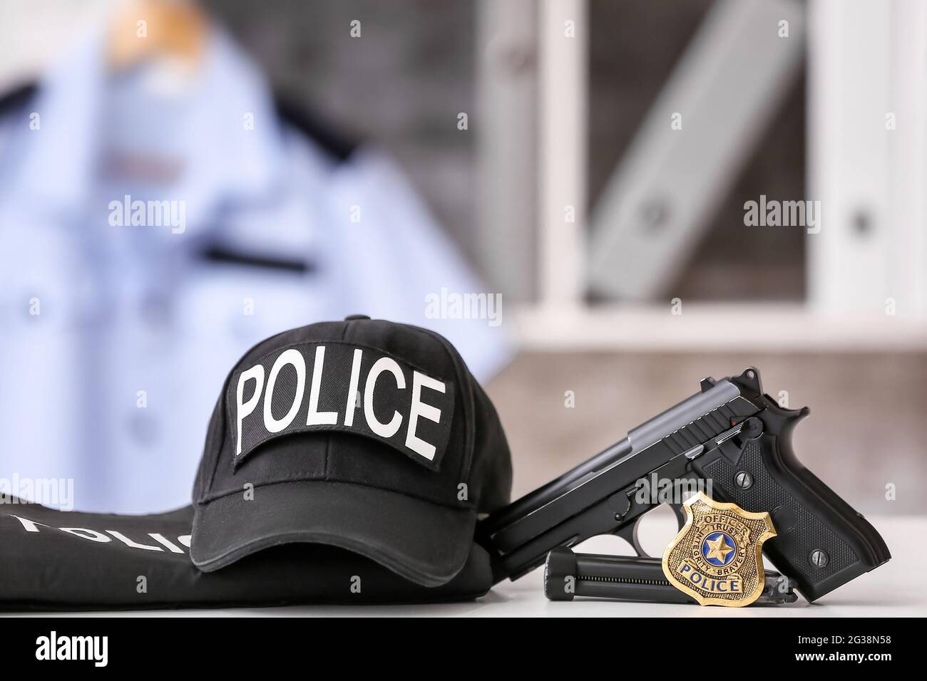 Police Officer Badge And Gun