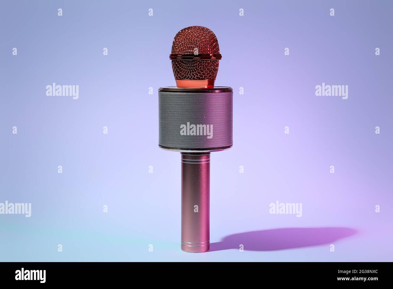 Modern microphone on purple hi-res stock photography and images - Alamy