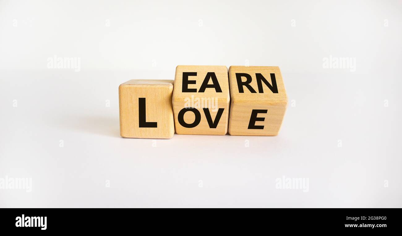 Learn to love symbol. Turned wooden cubes and changed the word 'love ...