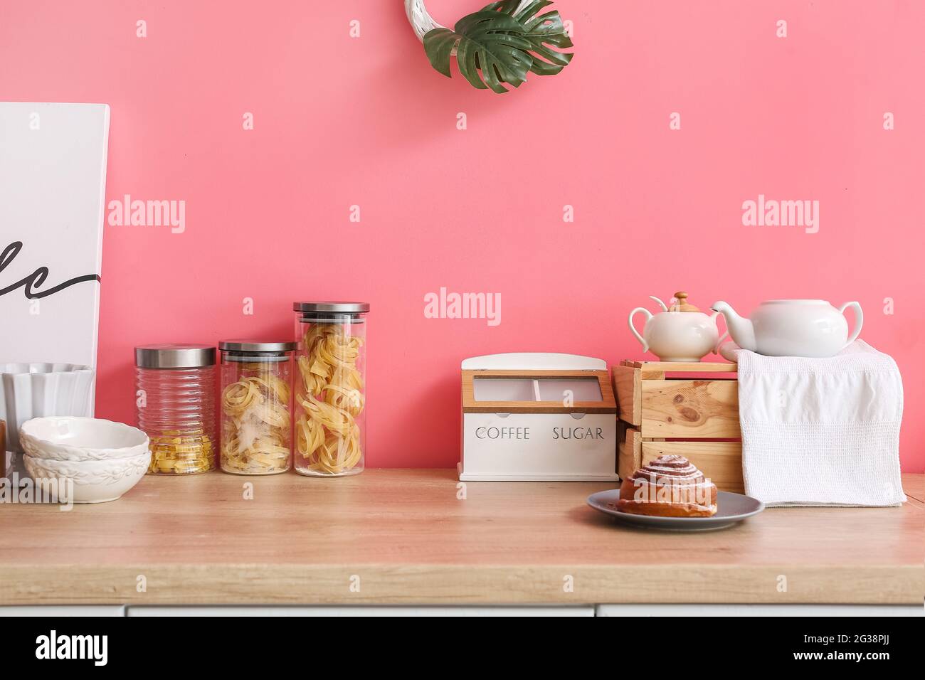 Tasty food on counter in kitchen Stock Photo - Alamy