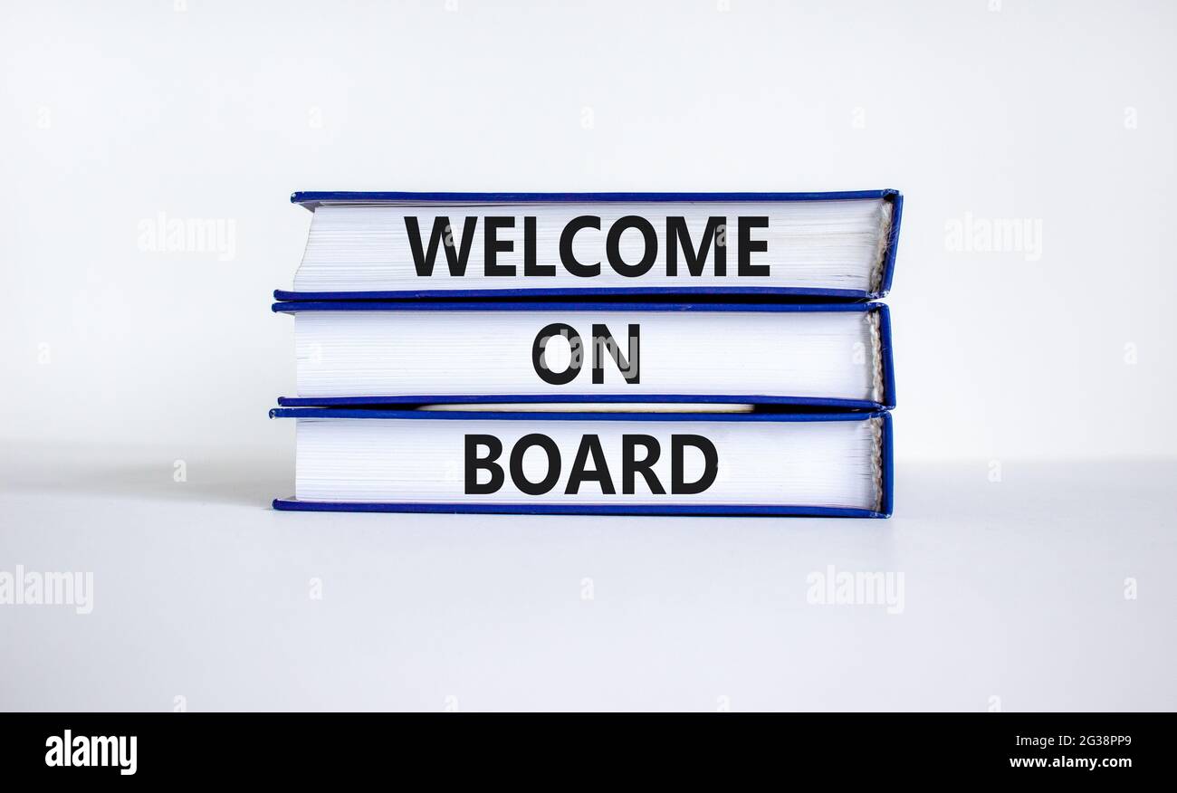 Welcome on board symbol. Books with words 'Welcome on board'. Beautiful ...