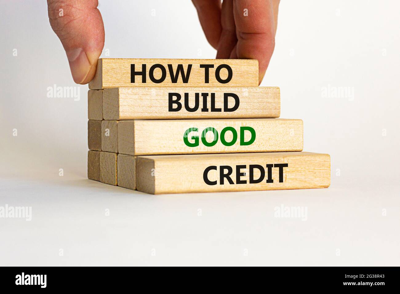 How to build good credit symbol. Wooden blocks. Words 'how to build ...