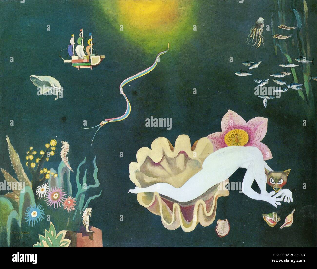 Harue Koga artwork entitled Scene in the Deep Sea - 1933 Stock Photo ...