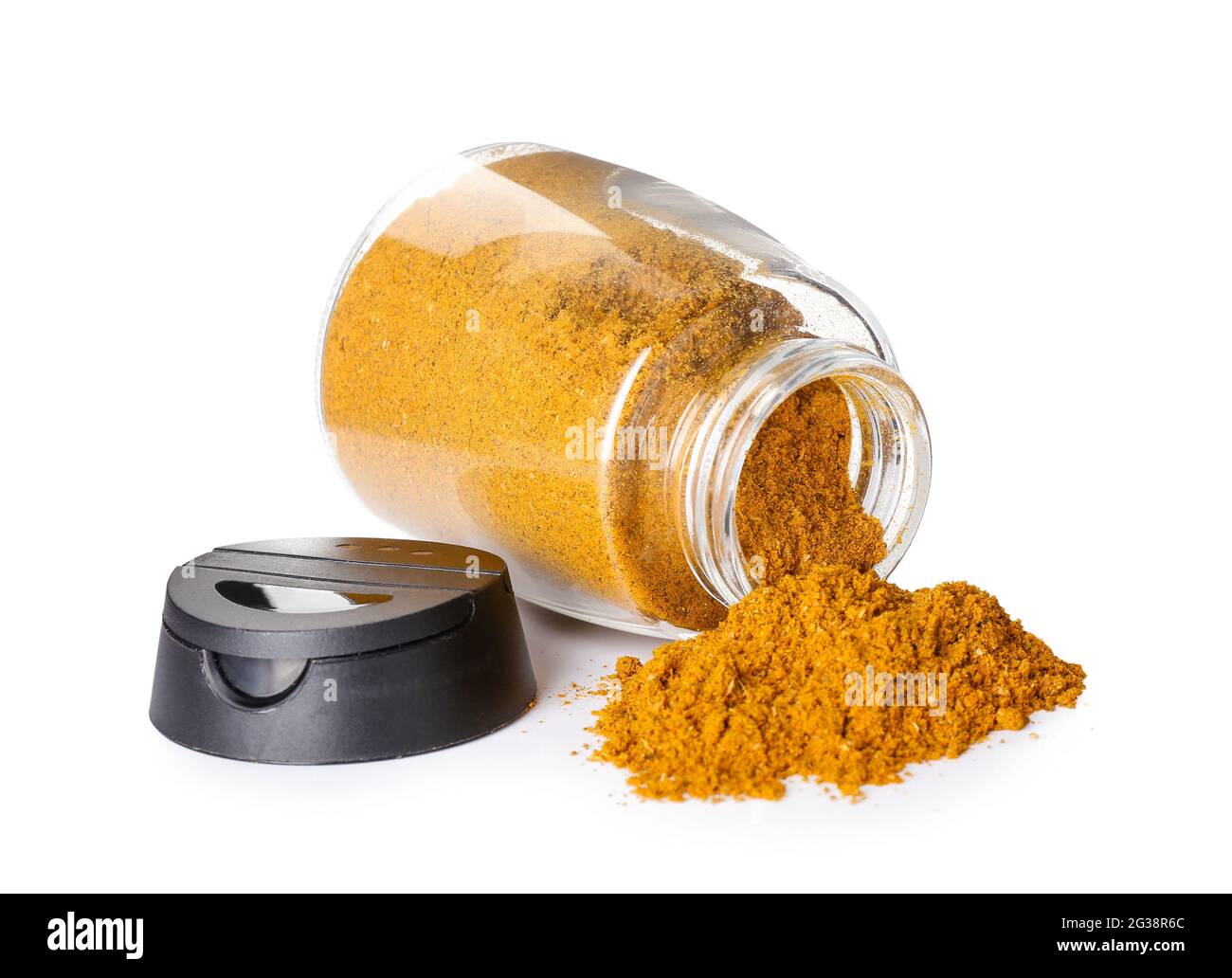 Jar with turmeric powder on white background Stock Photo - Alamy