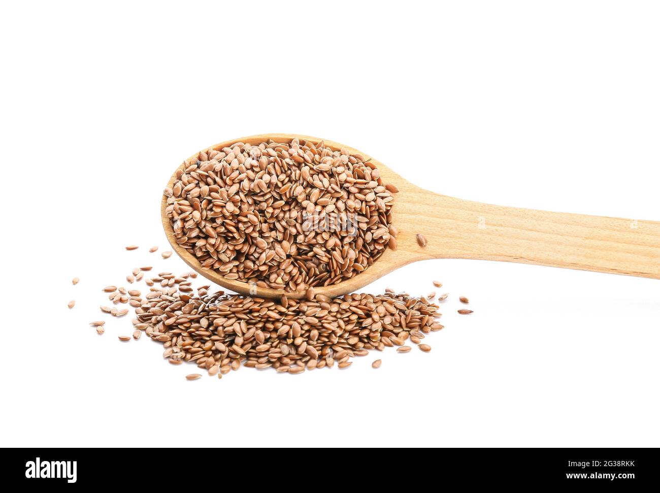 Spoon with flax seeds on white background Stock Photo - Alamy